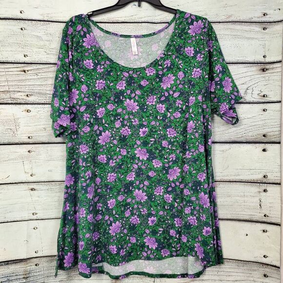 LuLaRoe | Tops | Lularoo 3xl Green Floral Ss Tunic Top | Poshmark
